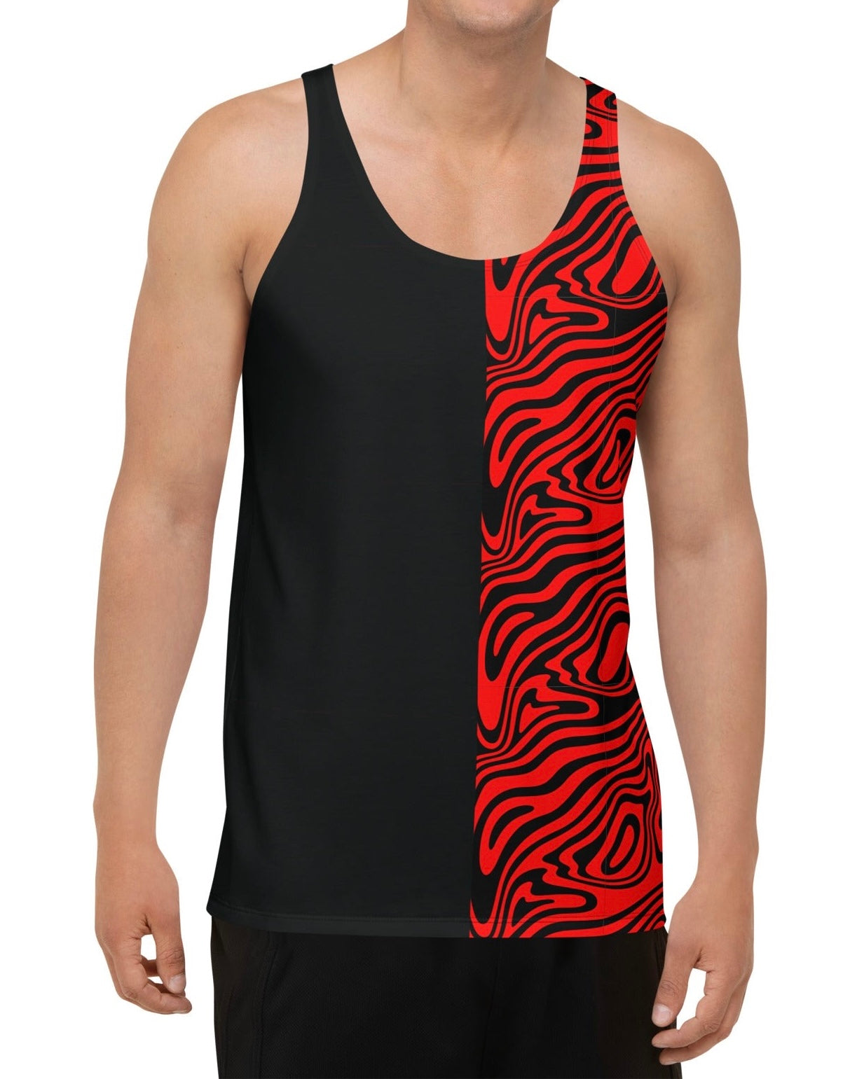 Hypnotic Split Tank Top | Red & Black Men's Rave Outfit | Lost Lands