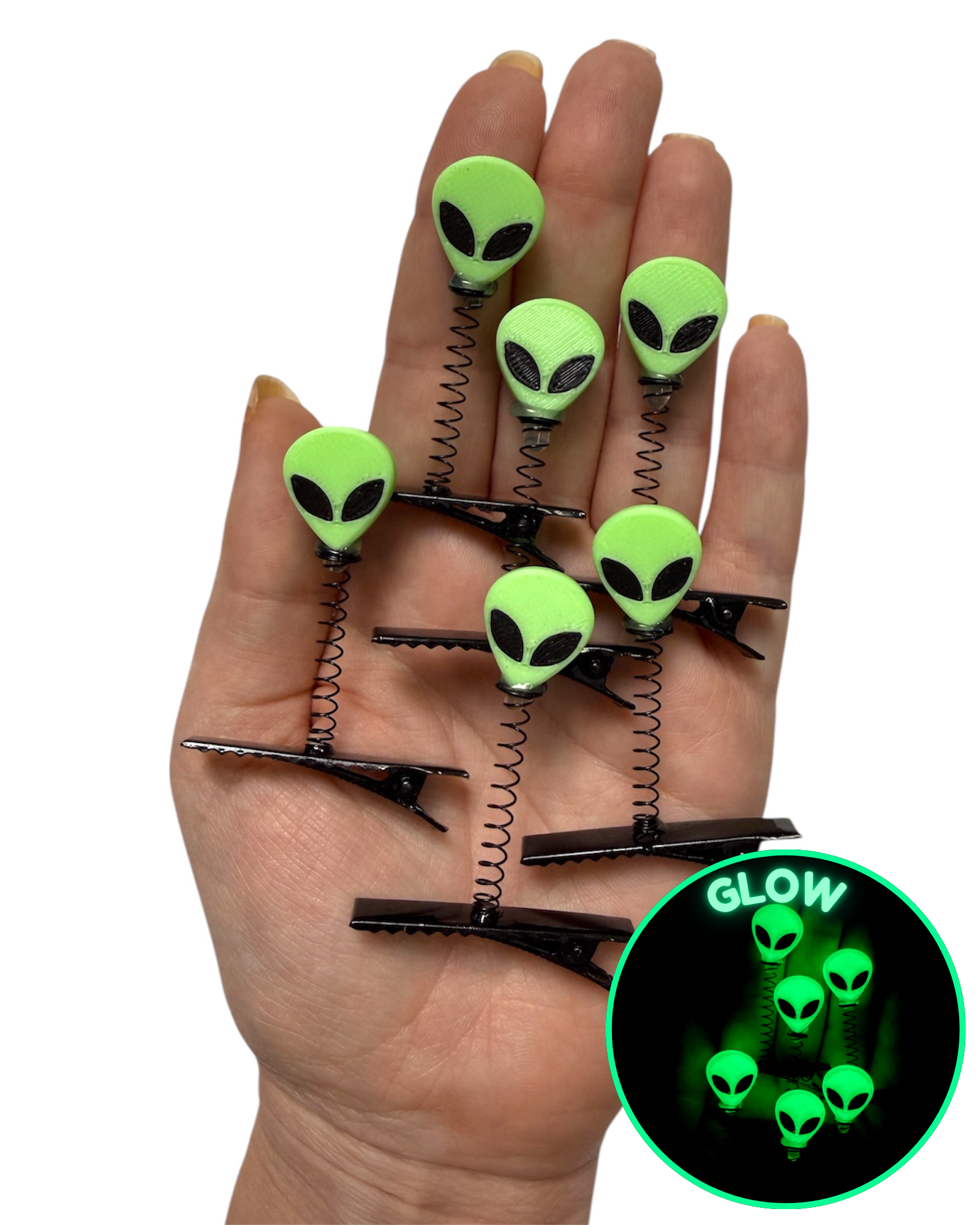 Alien Head Sprout Clips 6-PC Set | Rave Trinkets | Sprouts For Raves