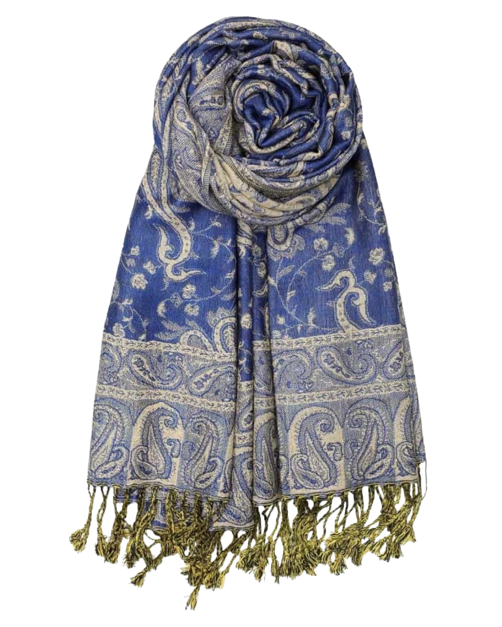 Blue Reversible Paisley Rave Pashmina | Vibrant Festival Scarf | Shawl