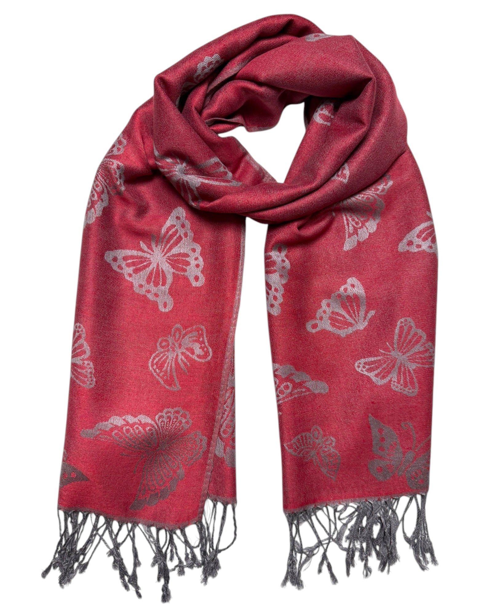 Burgundy & Silver Butterfly Rave Pashmina | Festival Scaf - Rave Shawl