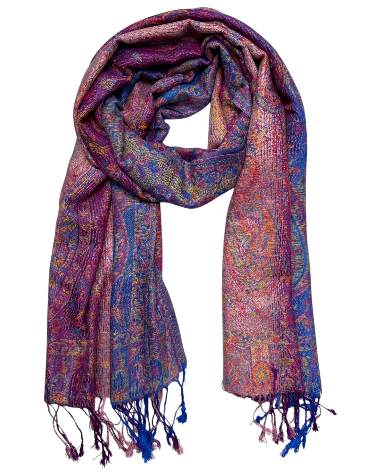 Cotton Candy Paisley Rave Pashmina | Vibrant Festival Scarf | Shawl