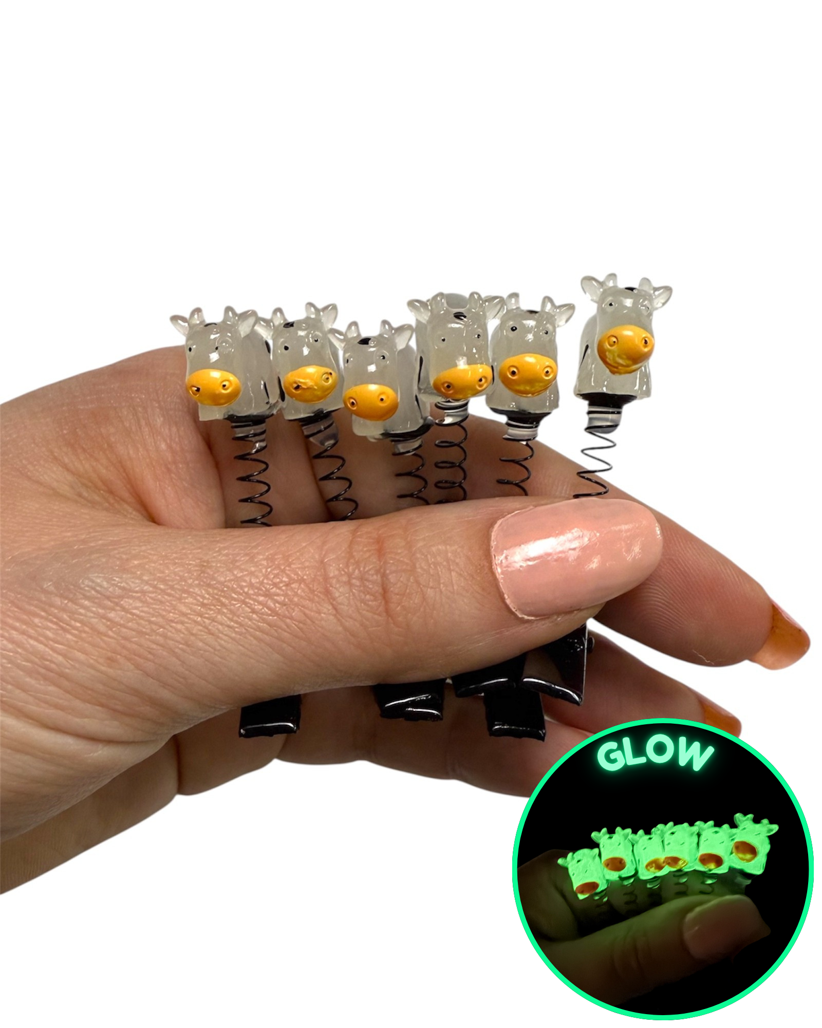 Cow Glow Sprout Clips 6-PC Set | Rave Trinkets | Festival Trinkets
