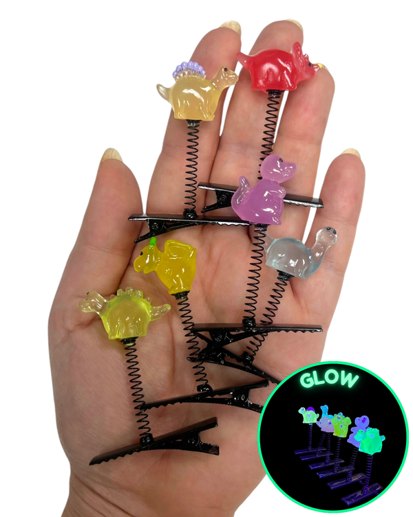 Dinosaur UV Sprout Clips 6-PC Set | Rave Trinkets | Sprouts For Raves