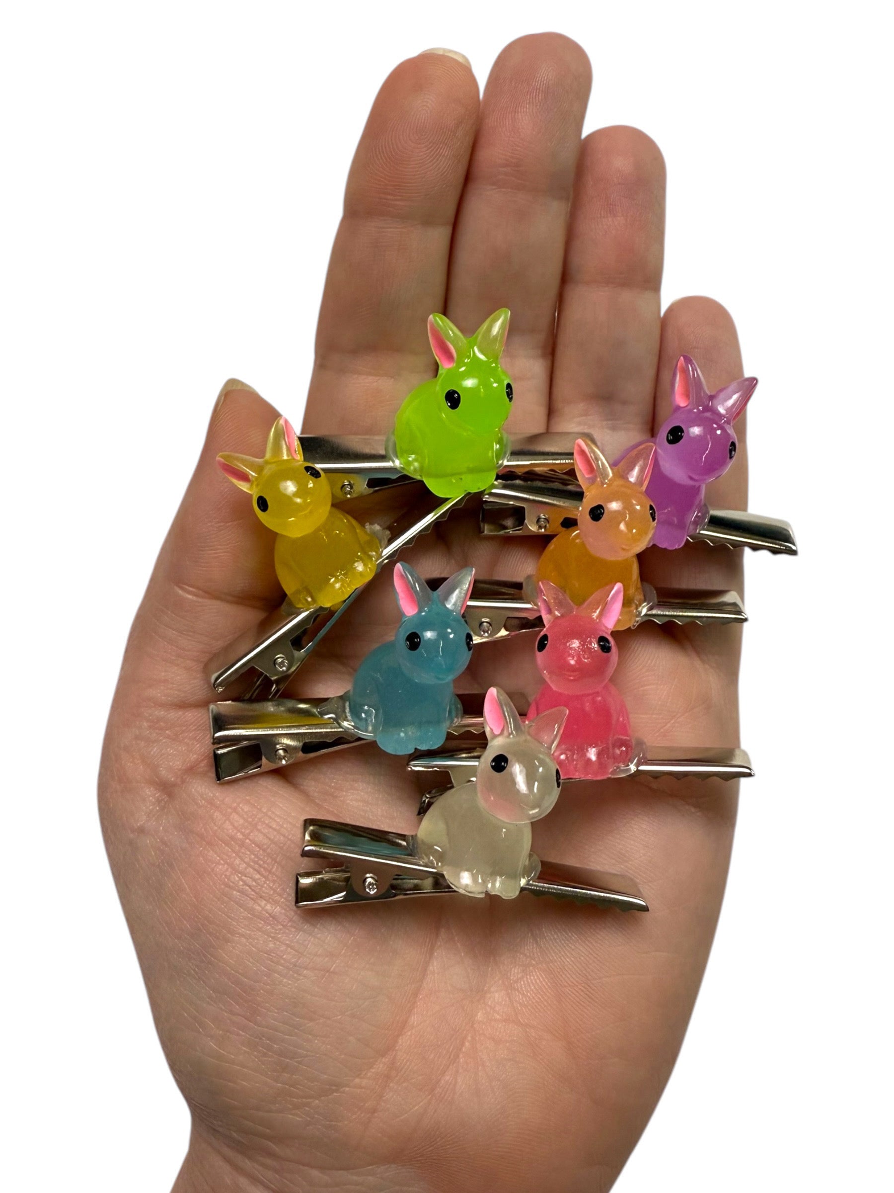 Glow In The Dark Rabbit Clips 7-PC Set | Rave Trinkets | EDC Sprouts