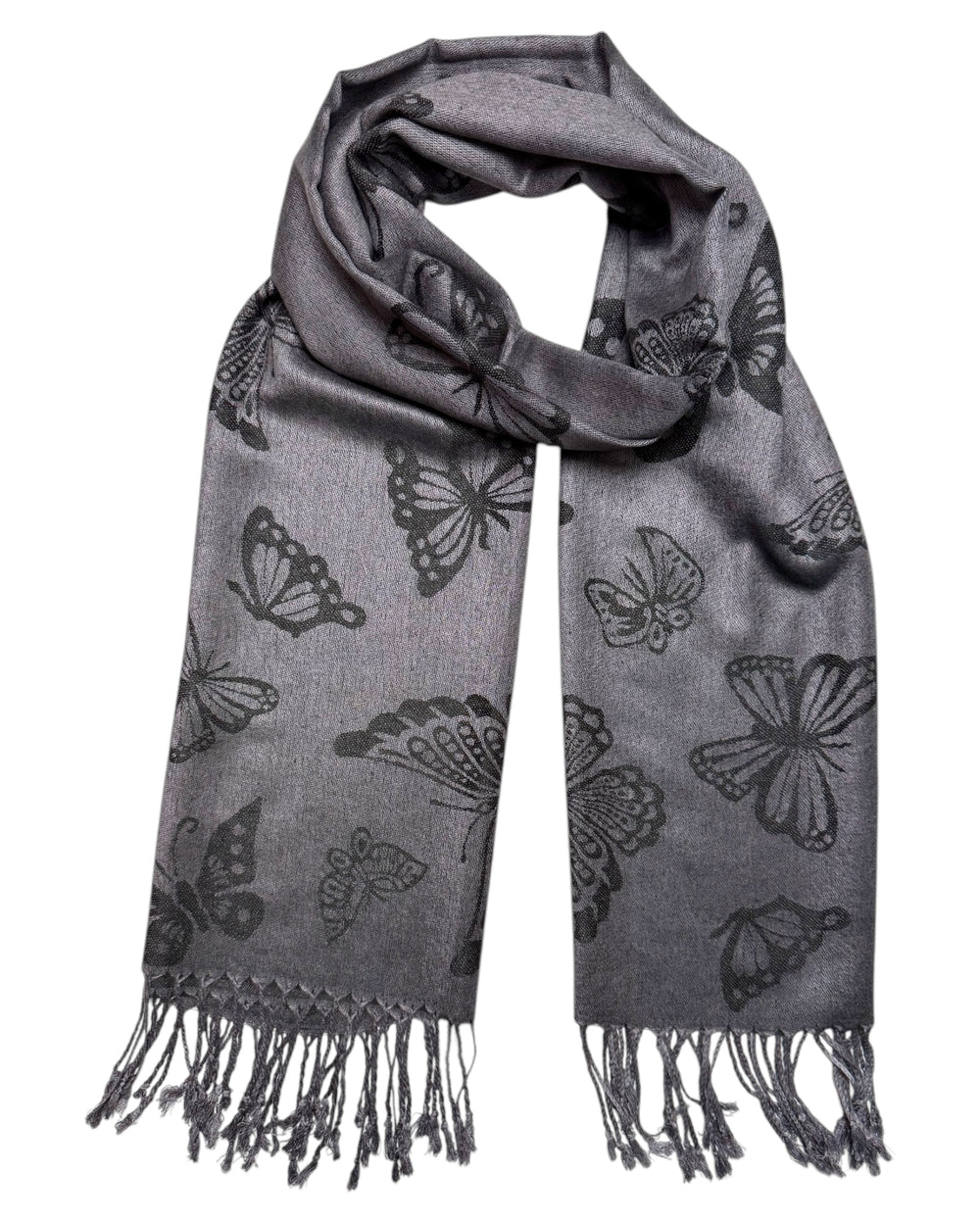 Gray Reversible Butterfly Rave Pashmina | Festival Scarf - Rave Shawl