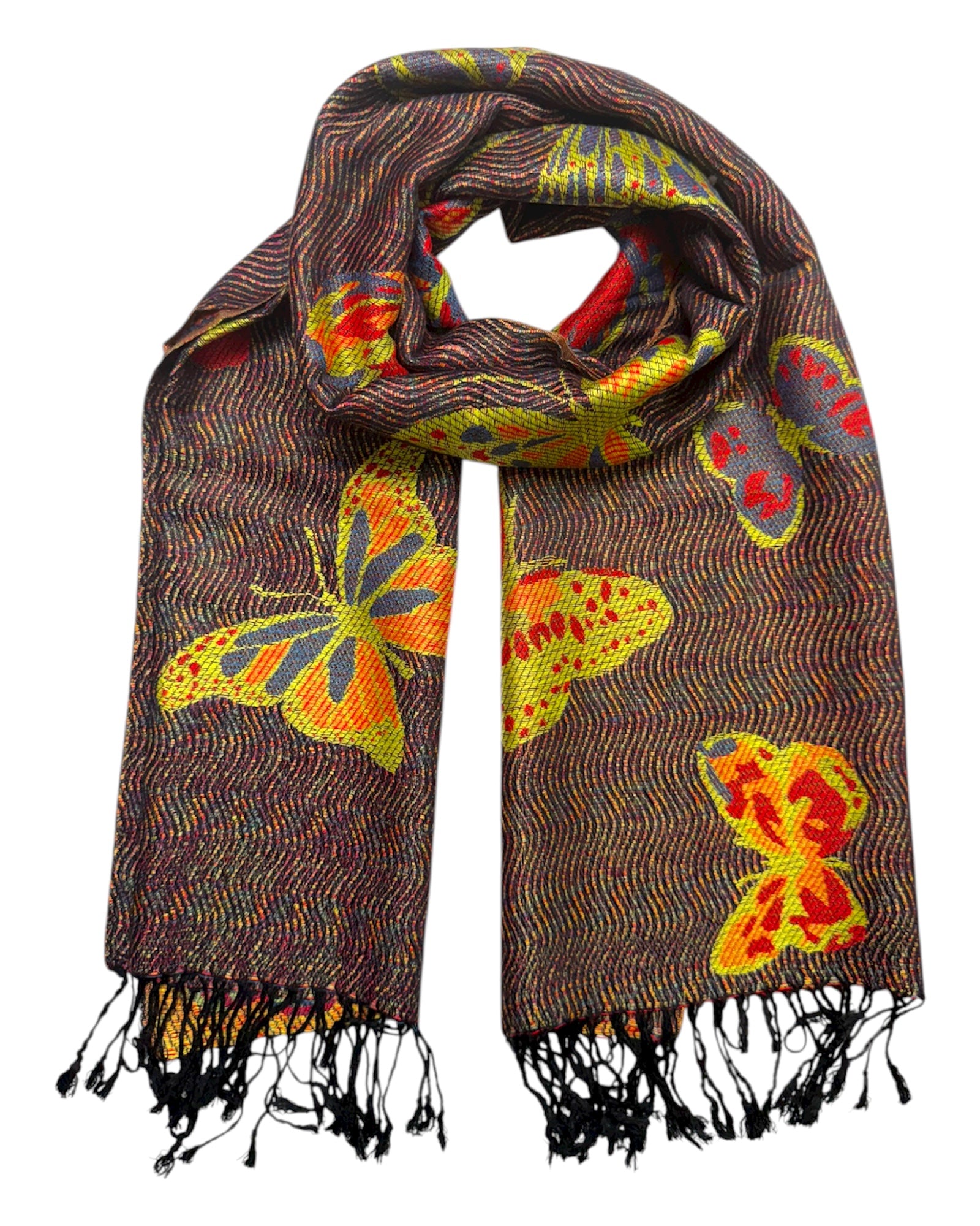 Black Butterfly Flutter Rave Pashmina | Festival Scarf