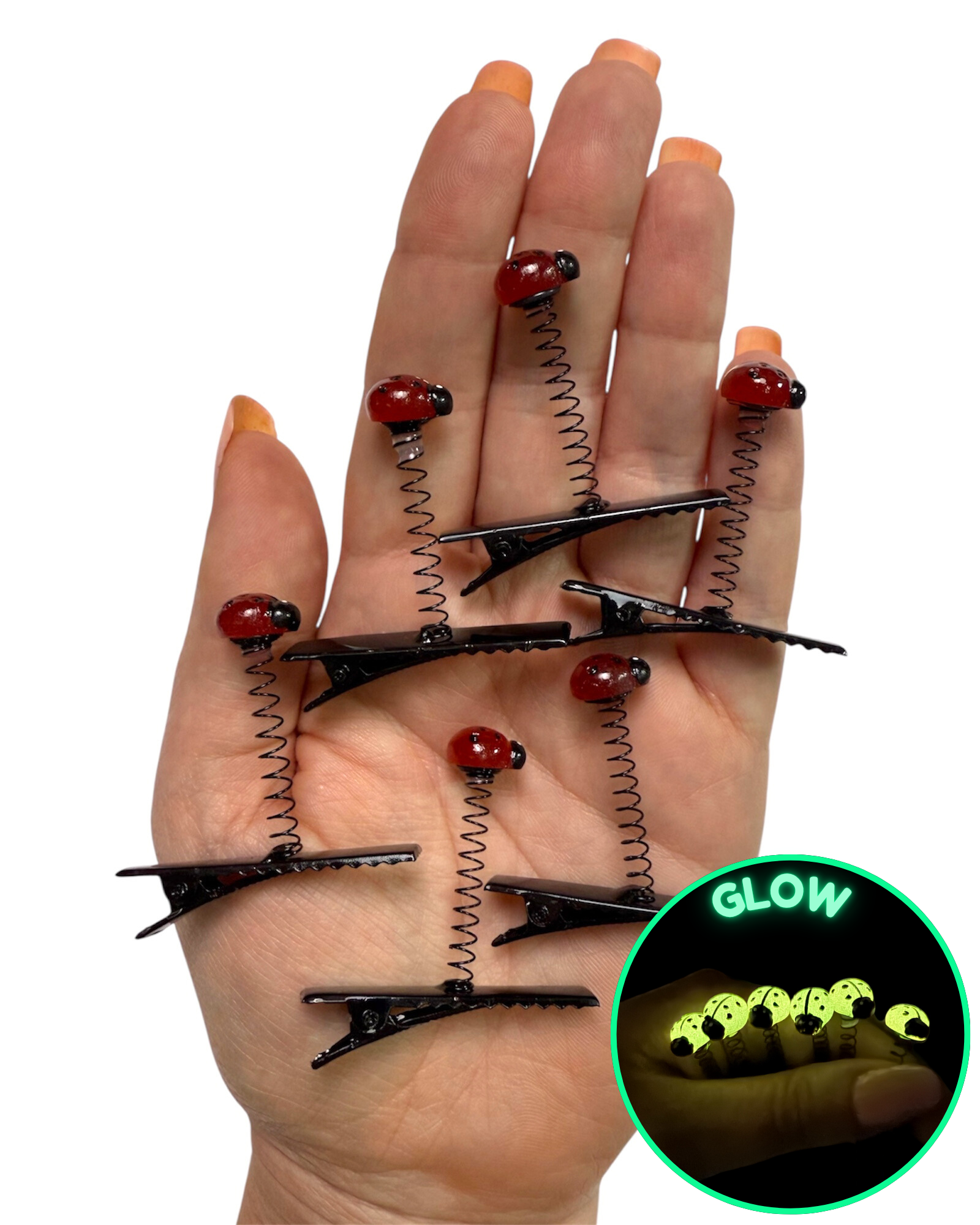 Ladybug Glow Sprout Clips 6-PC Set | Rave Trinkets | Sprouts For Raves