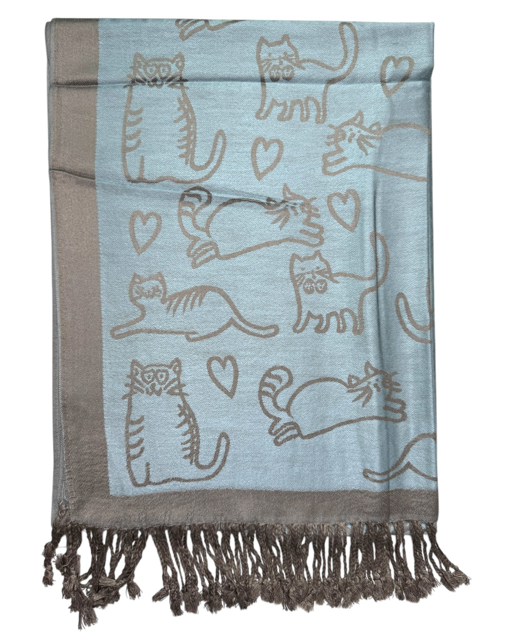Light Blue & Gray Reversible Cat Rave Pashmina | Festival Pashmina