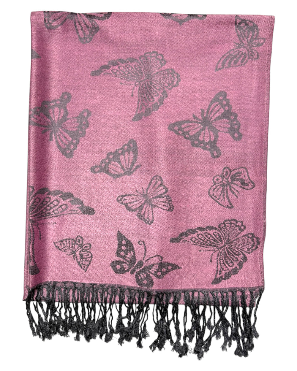Pink & Gray Reversible Butterfly Rave Pashmina | Festival Scarf