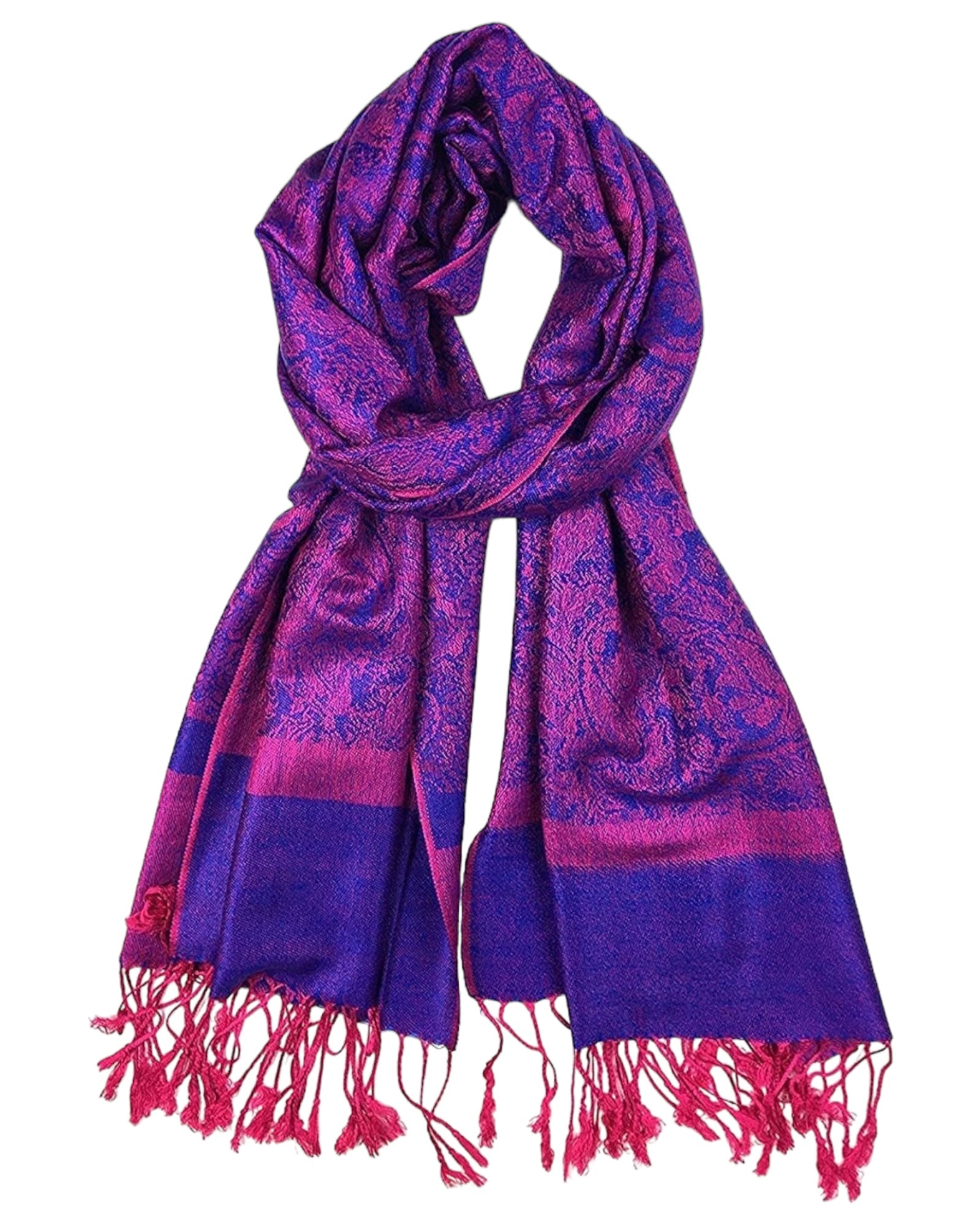 Blue & Pink Paisley Rave Pashmina | Vibrant Festival Scarf | Shawl