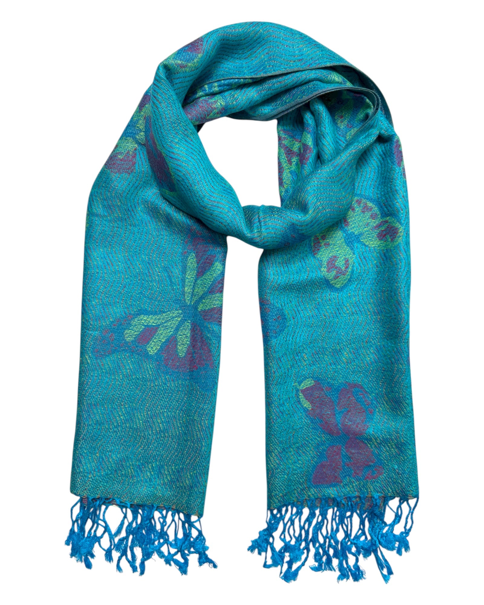 Teal Butterfly Flutter Rave Pashmina | Festival Scarf - Rave Outfit