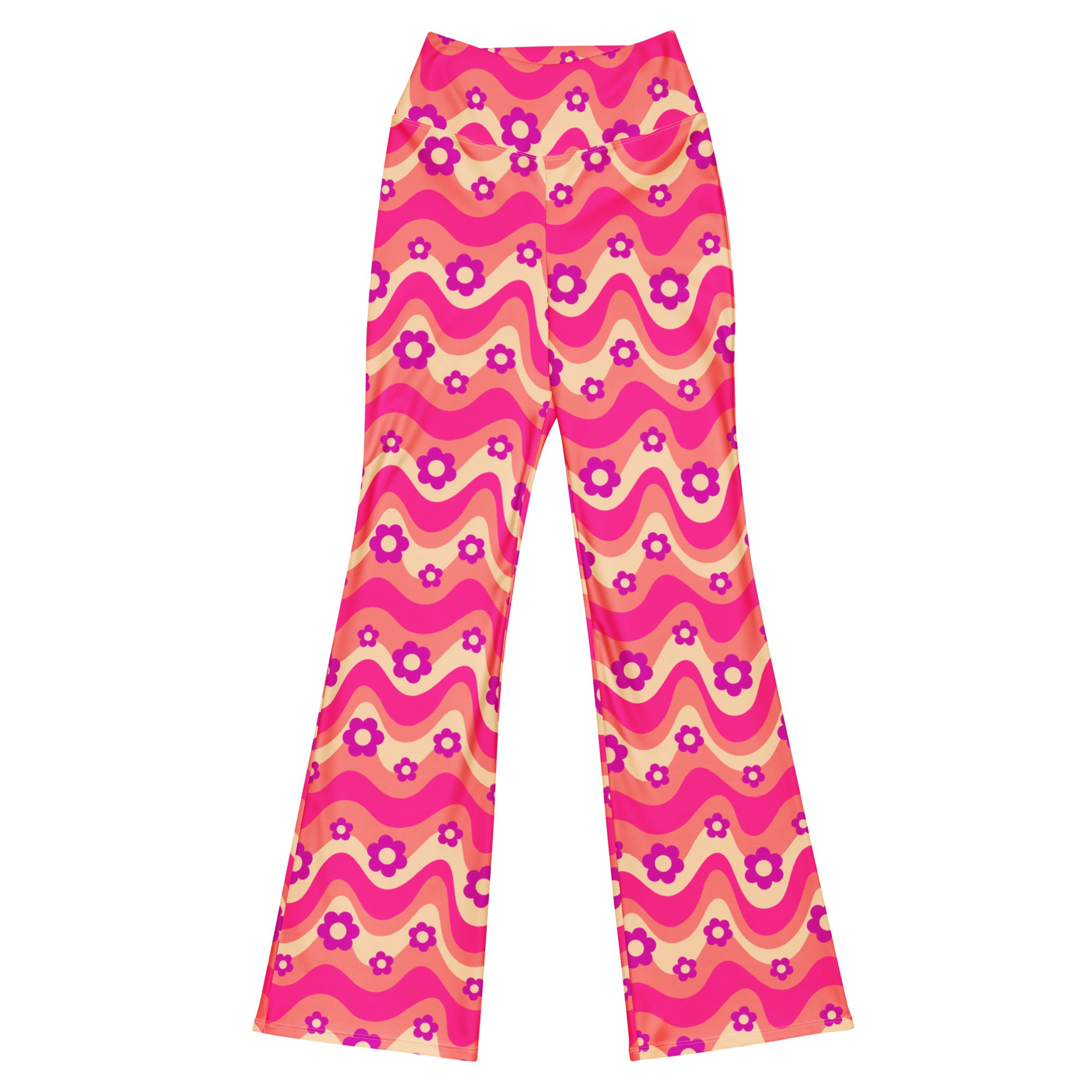 Flower Power Pink Flare Pants | Rave Flare Pants | Festival Clothing