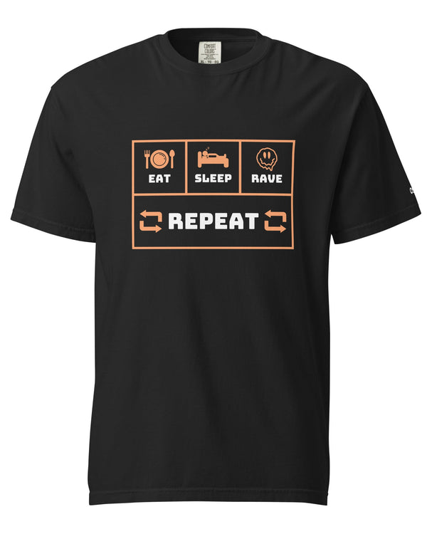 Eat Sleep Rave Repeat 100% Cotton Heavyweight Tee | Rave Outfit Shirt