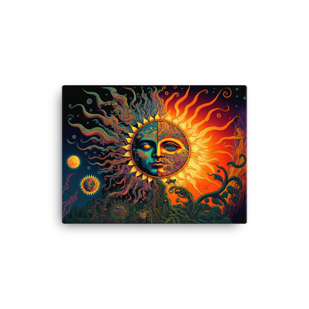Apollo Canvas | Celestial Artwork | Sun And Moon | Psychedelic Art