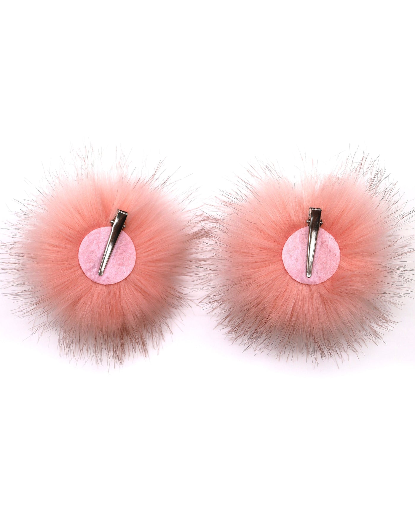 Peach Space Bunz Faux Fur Hair Clips | Rave Hair Accessories