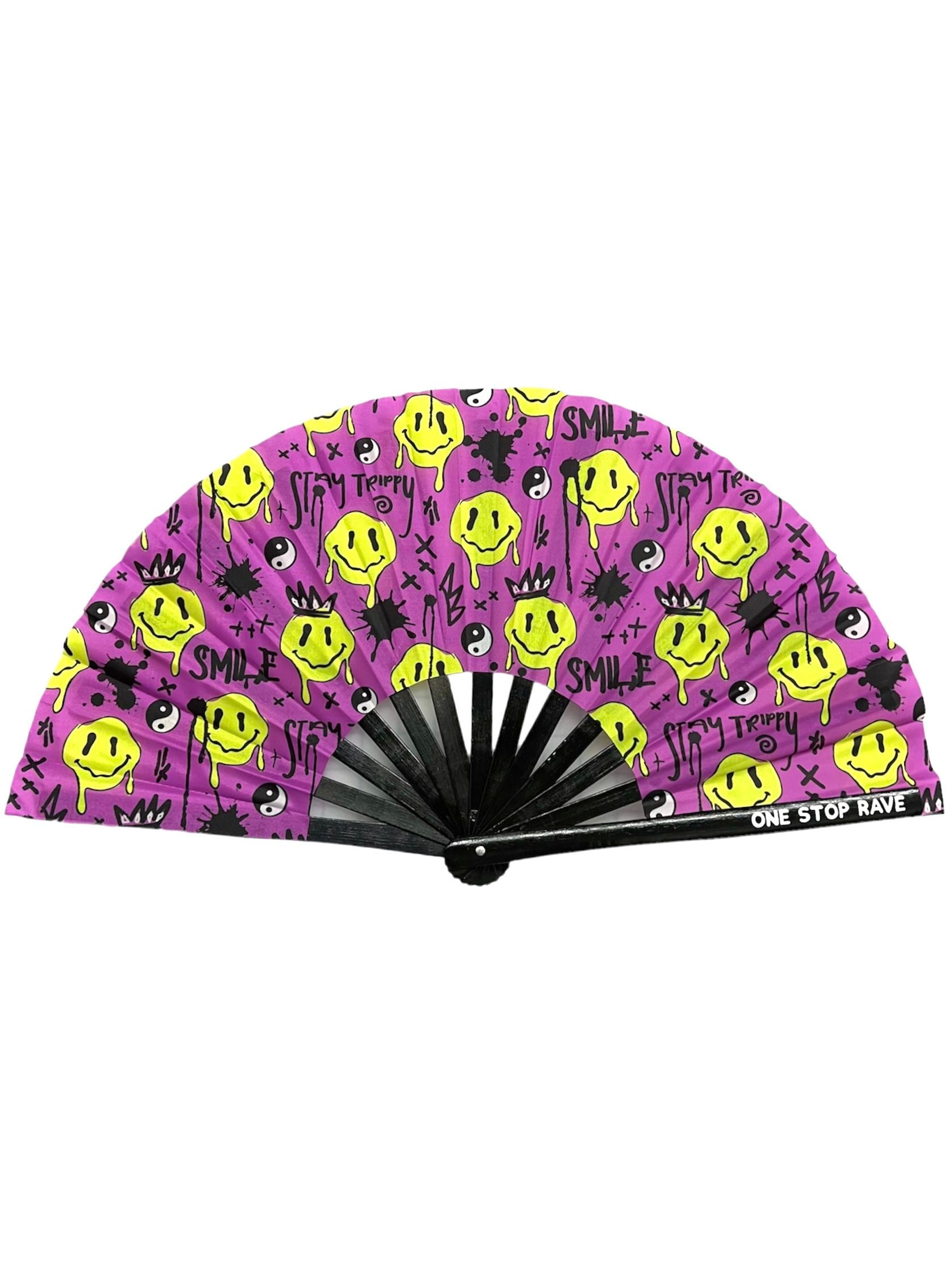 Smile Splatter Hand Fan | Festival Hand Fan - Rave Hand Fan